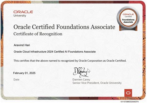Oraclecertified Cloudinfrastructure Ai Professionaldevelopment… Aravind Hari