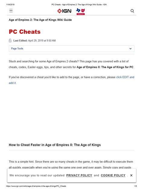 Age Of Empires 2 Cheat Codes Guide Pdf Pointer Computer Programming