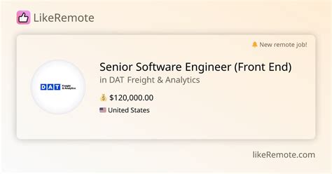 📩 senior software engineer front end at 🏢 dat freight and analytics salary 💰 120 000 00 📍