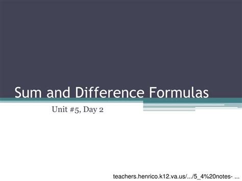 Ppt Sum And Difference Formulas Powerpoint Presentation Free