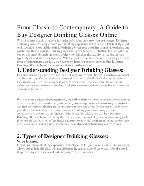 Ppt A Guide To Buy Designer Drinking Glasses Online Piharwa India
