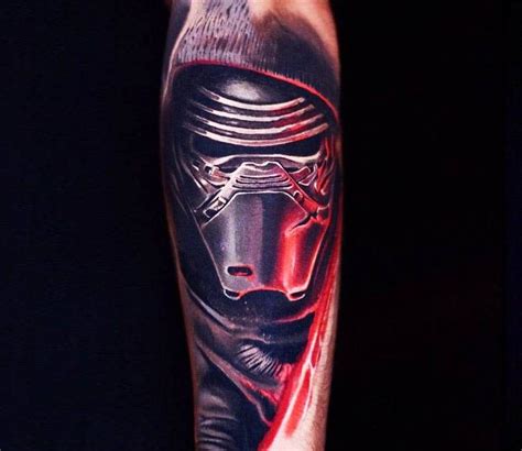 2 Colors Realistic Tattoo Style Of Kylo Ren From Star Wars Movie Done