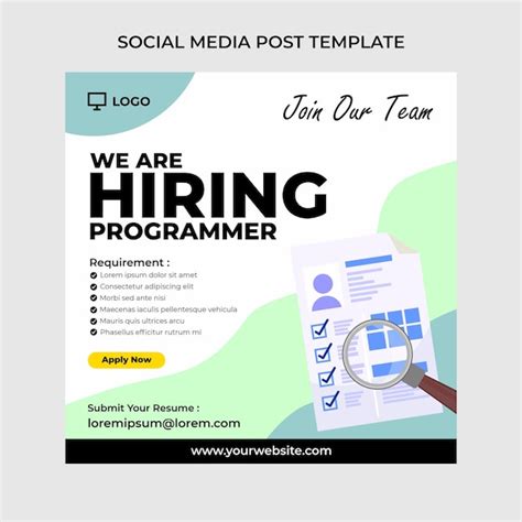 Premium Vector We Are Hiring Programmer Template Design