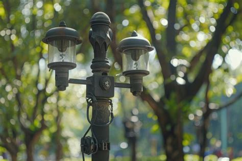 Premium Photo Public Park Safety With Cctv Cameras For Monitoring And Prevention