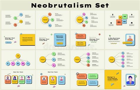 Collection Of Infographic Presentation Slides With Team Slides