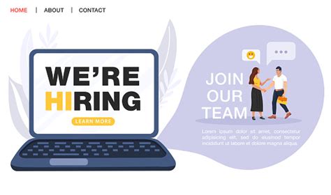 팀 컨셉에 참여하세요 모집 대행사 랩톱 노트북 화면은 단어를 채용 하 고 있습니다 개념에 대한 스톡 벡터 아트 및 기타 이미지