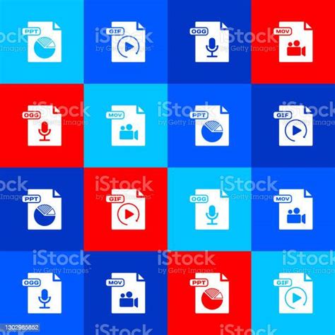 Ppt 파일 문서  Ogg 및 Mov 아이콘을 설정합니다 벡터 아이콘에 대한 스톡 벡터 아트 및 기타 이미지 아이콘 플랫 디자인 가득 찬 Istock