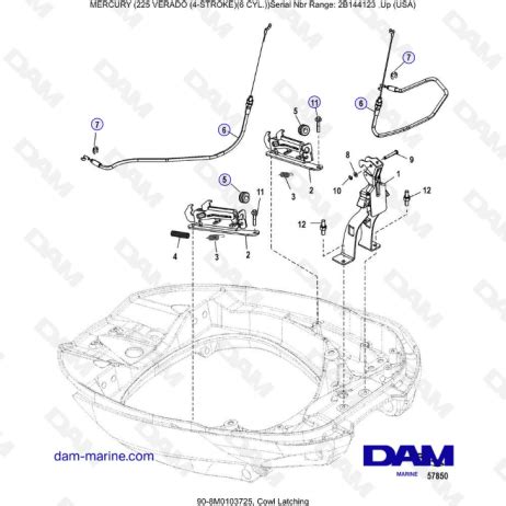 Mercury 225 Verado 2b144123 And Cowl Latching Dam Marine