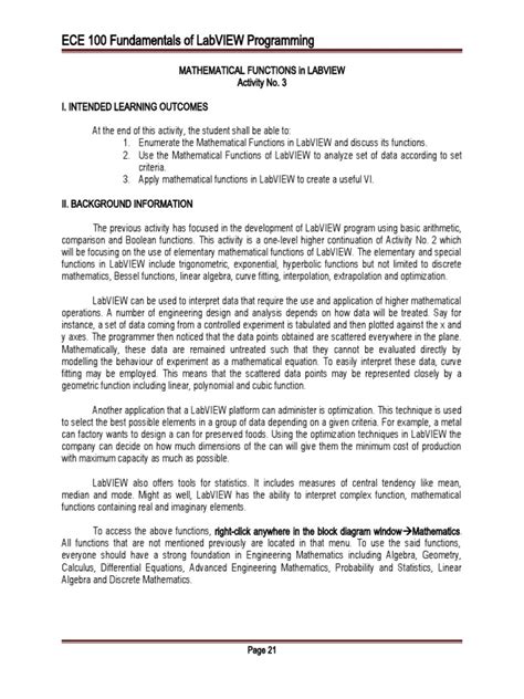 Elementary Mathematical Functions In Labview Pdf Function