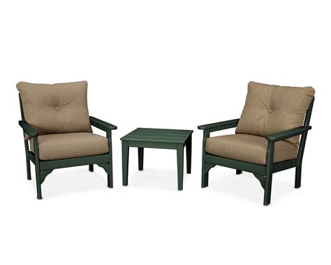 Polywood Vineyard 3 Piece Deep Seating Set In Green Sesame