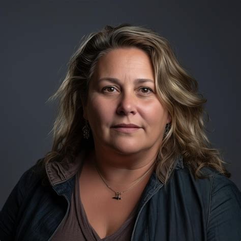 Premium Ai Image A Woman In A Black Shirt And Brown Jacket Posing For A Portrait