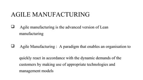 Agile Manufacturing Information System Ppt