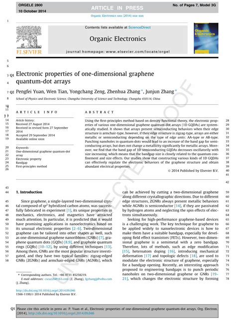 Pdf Electronic Properties Of One Dimensional Graphene Quantum Dot Arrays Dokumen Tips