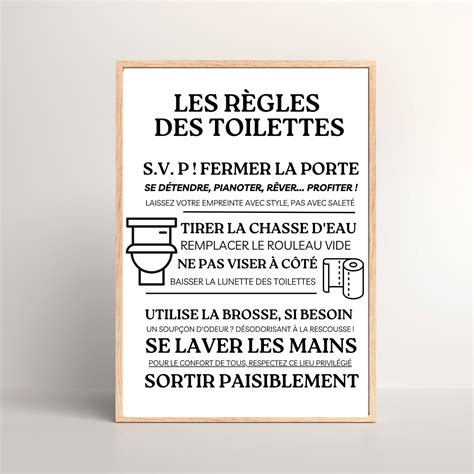 Affiche Les Règles Des Toilettes Affiche Minimaliste à Imprimer Etsy