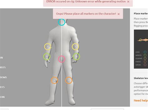 Solved Mixamo Error Place All Markers On The Character Adobe
