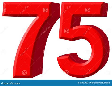 Chiffre 75, Soixante-quinze, D'isolement Sur Le Fond Blanc, Rende 3d ...