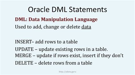 Oracle Sql Dml Statements