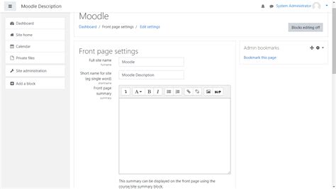 how to customize the moodle frontpage tmdhosting