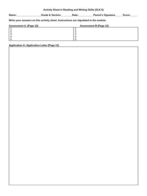 Activity Sheet In Reading And Writing Slk 6 Pdf