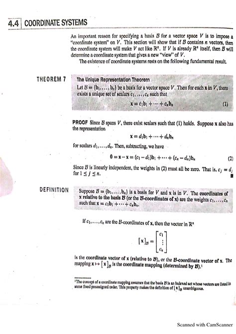 Solution Coordinate Systems Linear Algebra With Practice Question And