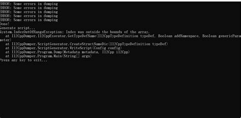 Error Index Was Outside The Bounds Of Array · Issue 261 · Perfareil2cppdumper · Github