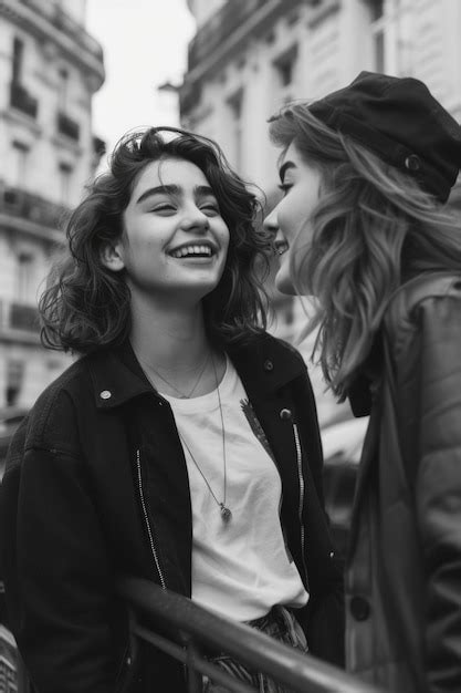 Friendly Interaction Between Two Women Premium Ai Generated Image