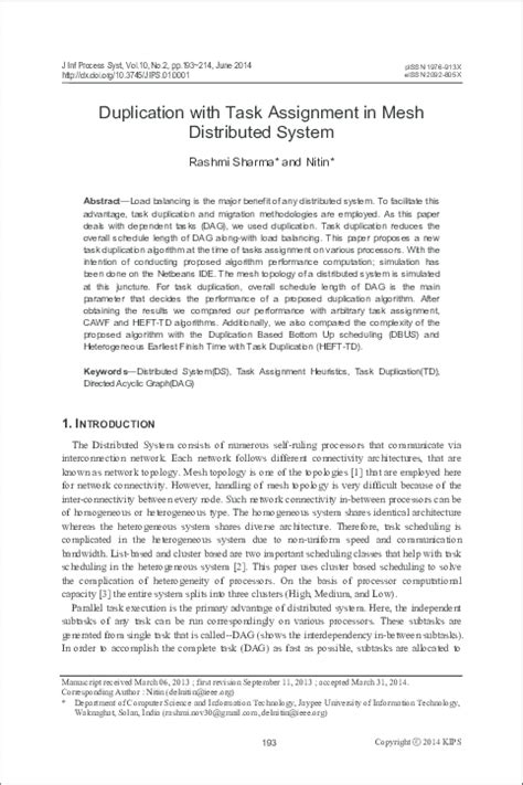 Pdf Duplication With Task Assignment In Mesh Distributed System
