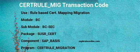 CERTRULE MIG SAP Tcode For Rule Based Cert Mapping Migration