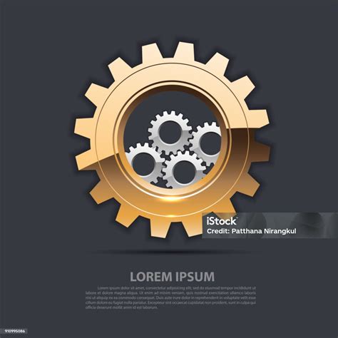 추상 기어 골드 실버 회색 디자인 현대 산업 미래 배경 벡터 일러스트 레이 션에 중복 3차원 형태에 대한 스톡 벡터 아트 및 기타 이미지 3차원 형태 강철 개념