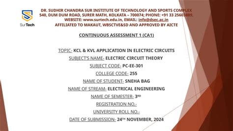 Kcl And Kvl Application In Electric Circuit Theory Pptx