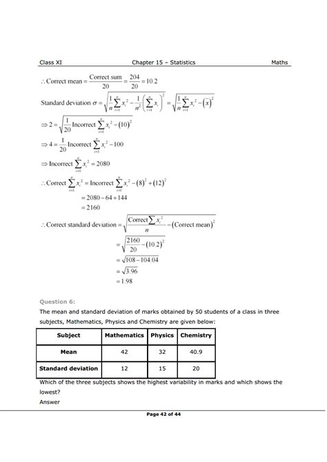 Ncert Solutions For Class 11 Maths Chapter 15 Statistics