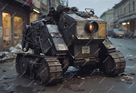 Premium Photo Robot Make Hard Work Transports Cleans Up Trash Garbage Container In City