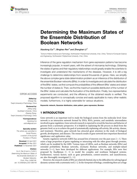 Pdf Determining The Maximum States Of The Ensemble Distribution Of Boolean Networks
