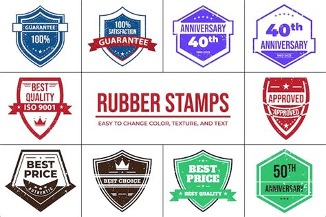 Premium Vector Ten Rubber Seal Stamp Set Design
