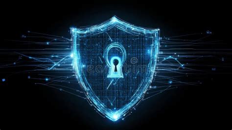 digital shield protecting data with keyhole stock illustration