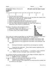 AP Stats Midterm Review 1 Doc Name Period Date AP Statistics Midterm