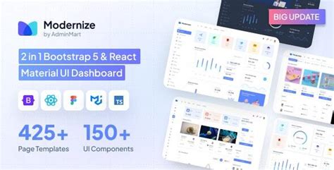 modernize bootstrap 5 and react mui admin dashboard by adminmart themeforest