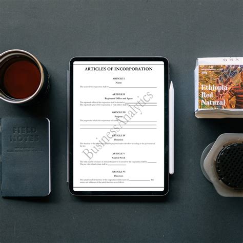 Articles Of Incorporation Template Business Forms Corporations
