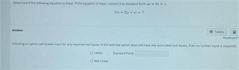 Solved Determine If The Following Equation Is Linear If The
