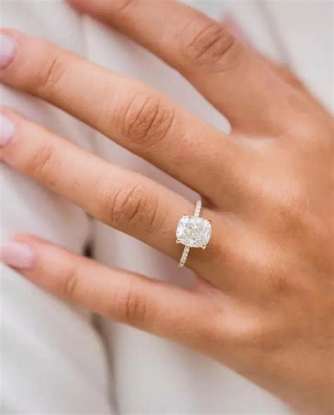 Vintage 14k Elongated Cushion Cut Ring Moissanite Engagement Ring 2 Ct