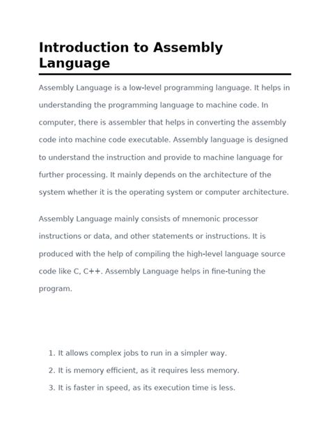 Introduction To Assembly Language Pdf Assembly Language Computer Architecture