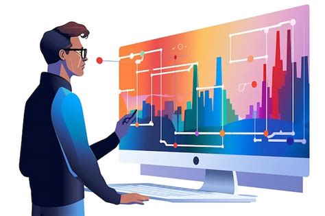 Premium Vector Person Glasses Checking Data Computer