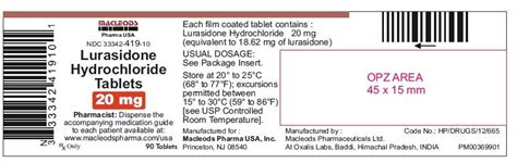 Lurasidone Tablets Package Insert Prescribing Information