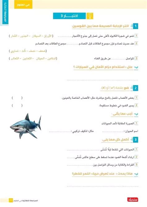 مراجعة ليلة الامتحان علوم الصف الرابع الابتدائي الترم الأول شبابيك