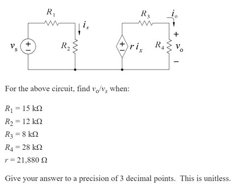 Solved For The Above Circuit Find VO Vs When Chegg Com