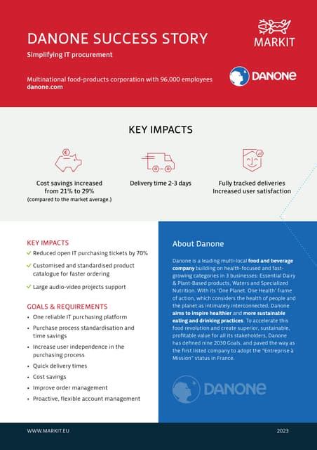 Danone It Procurement Success Story Pdf Business Business And Finance