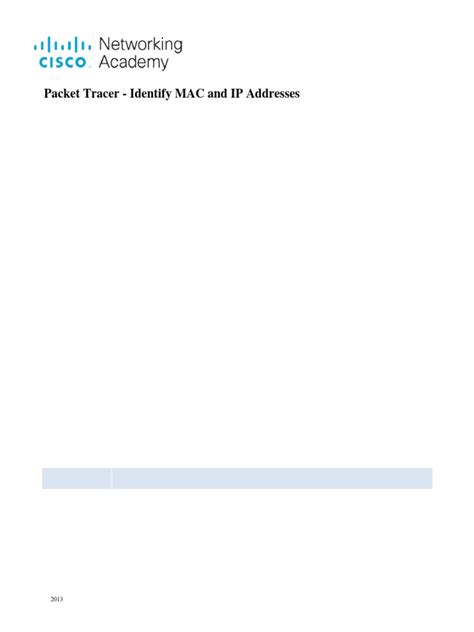 913 Packet Tracer Identify Mac And Ip Addresses Pdf Ip Address