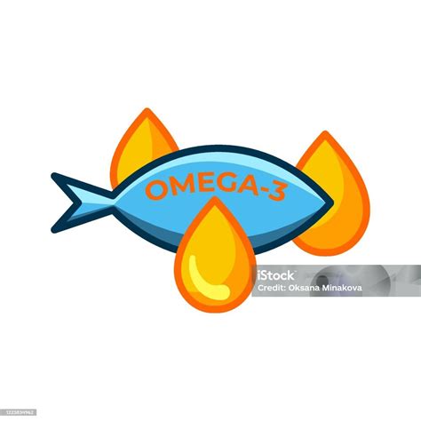 흰색 배경에 격리 된 생선 기름 아이콘입니다 비타민 오메가 3 템플릿 방울과 물고기 실루엣 플랫 스타일 치료 영양 스킨 케어