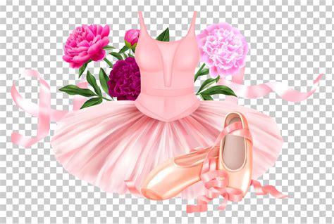 Pink Ballet Costume Elegant Pink Ballet Outfit With Flowers Png