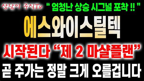 에스와이스틸텍 주가전망 오늘 주가 보셨나요 🔥상남이 주식tv🔥 Youtube